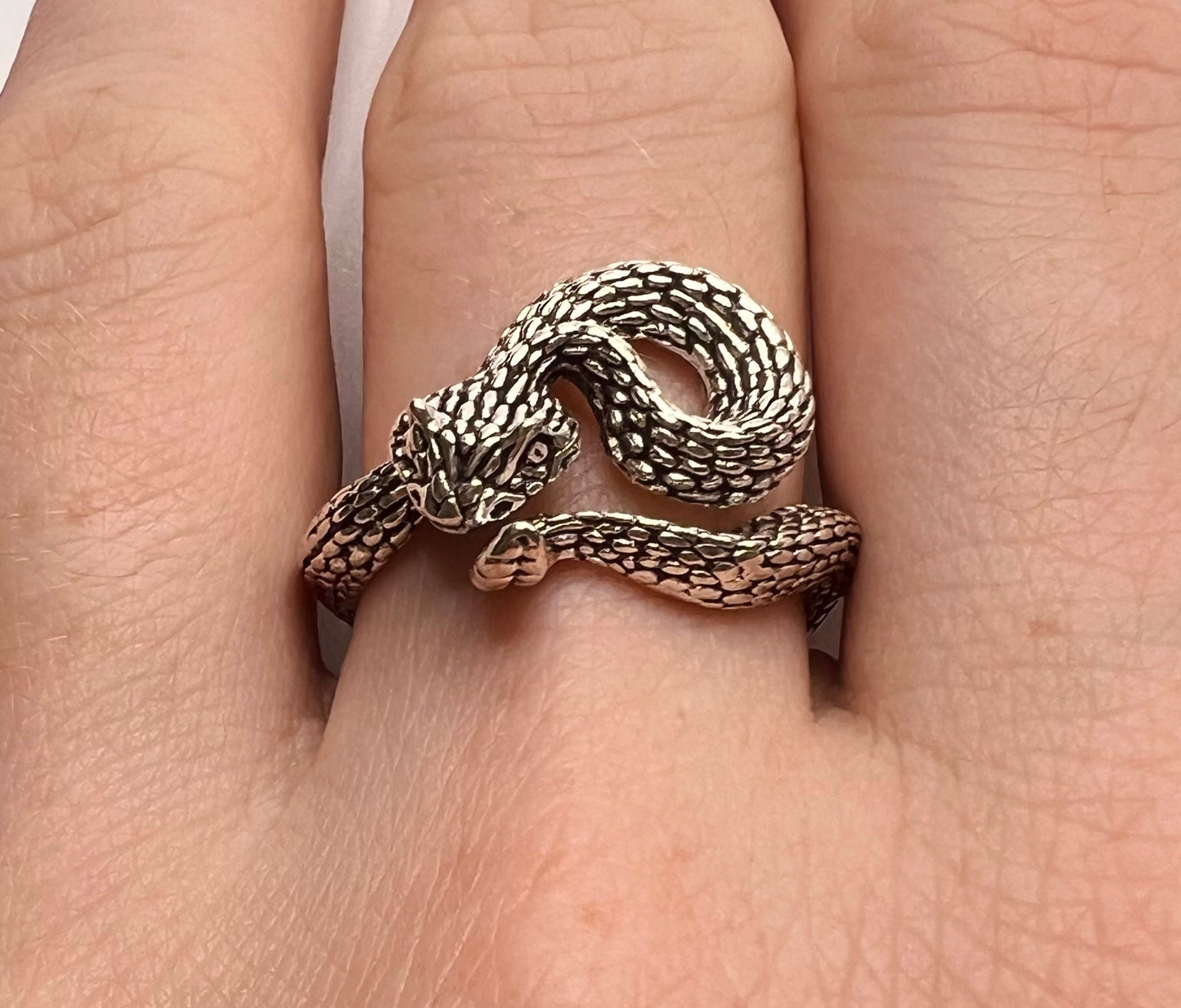 Rattlesnake Ring, Adjustable Snake Ring, Vintage Silver Plated Snake ...