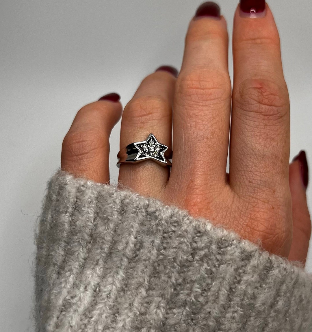 925 Sterling Silver Star Ring, Adjustable Silver Star Ring, Handmade Ring, Gift for Her ...