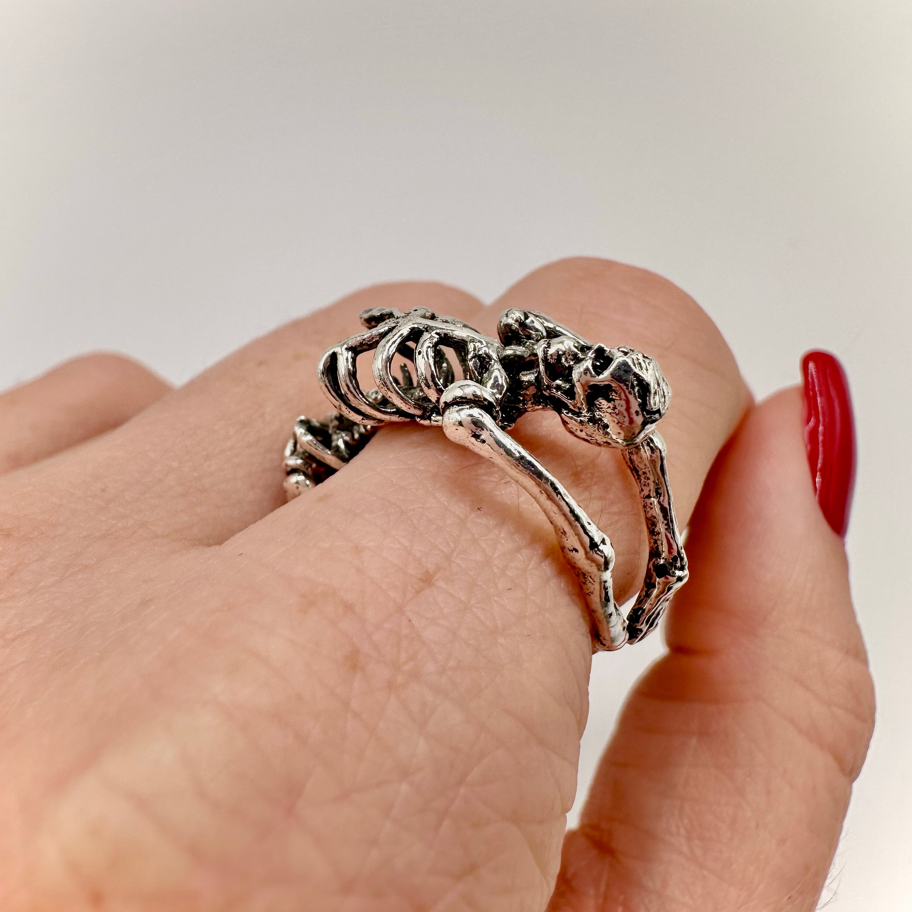 Gothic Skull Ring, Silver Skull Ring, Adjustable Skull Ring, Ring for ...