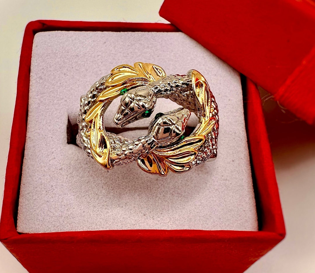 Vintage Two Snakes Ring, Snake Ring, Dainty Snake Ring, Handmade Ring ...