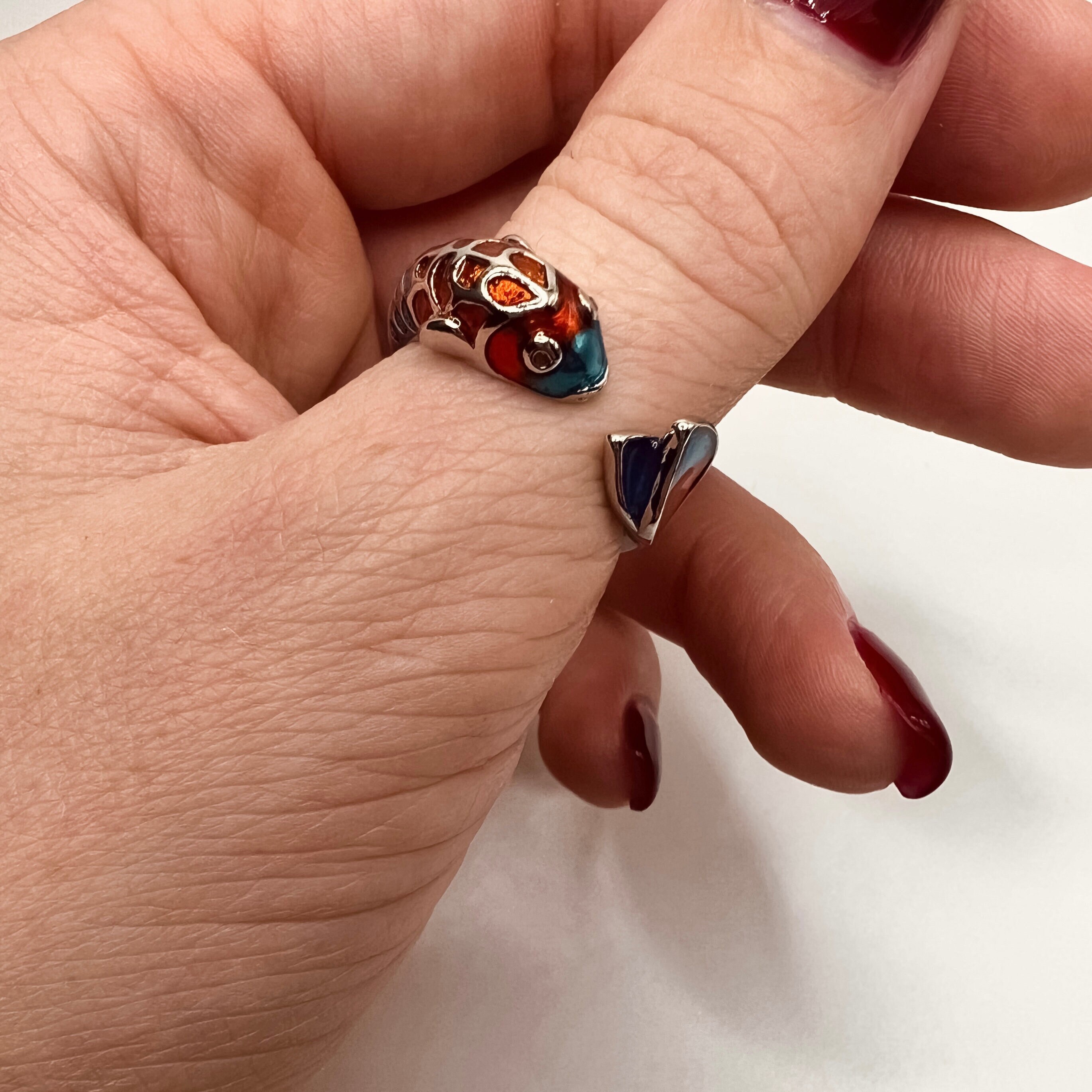 Lucky Koi Fish Ring, Adjustable Opening Ring, Blue Purple Fish Ring ...