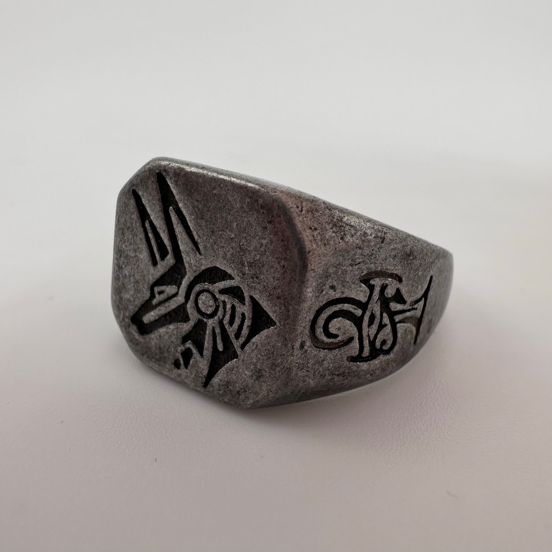 Egyptian Gods Horus and Anubis Rings, Silver Ring for Men, Vintage Punk ...