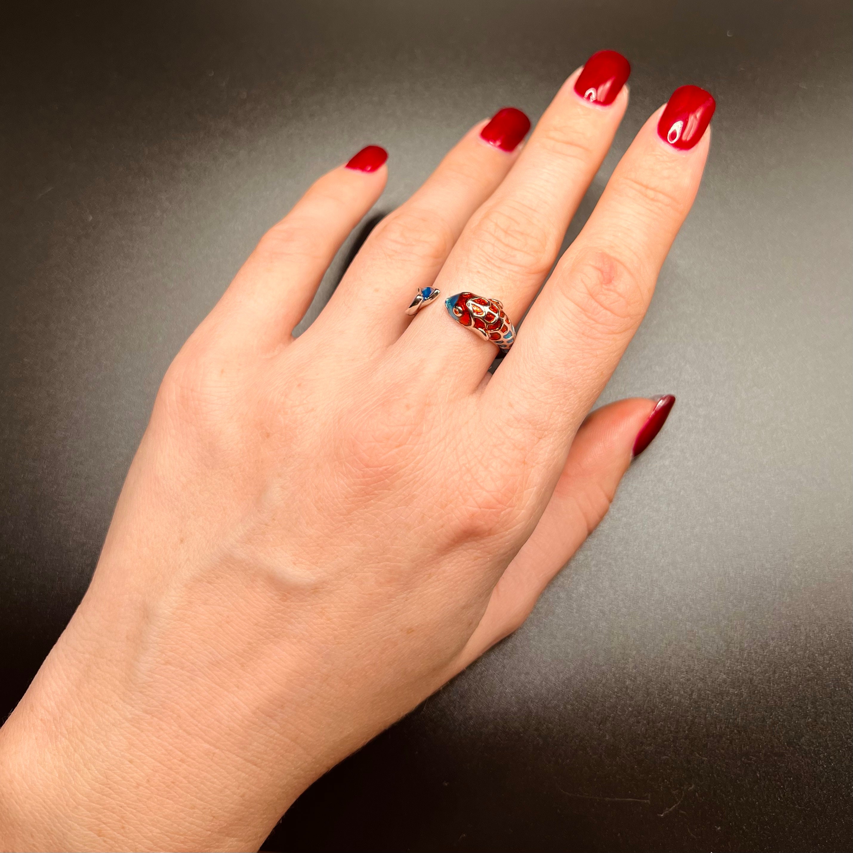 Lucky Koi Fish Ring, Adjustable Opening Ring, Blue Purple Fish Ring ...