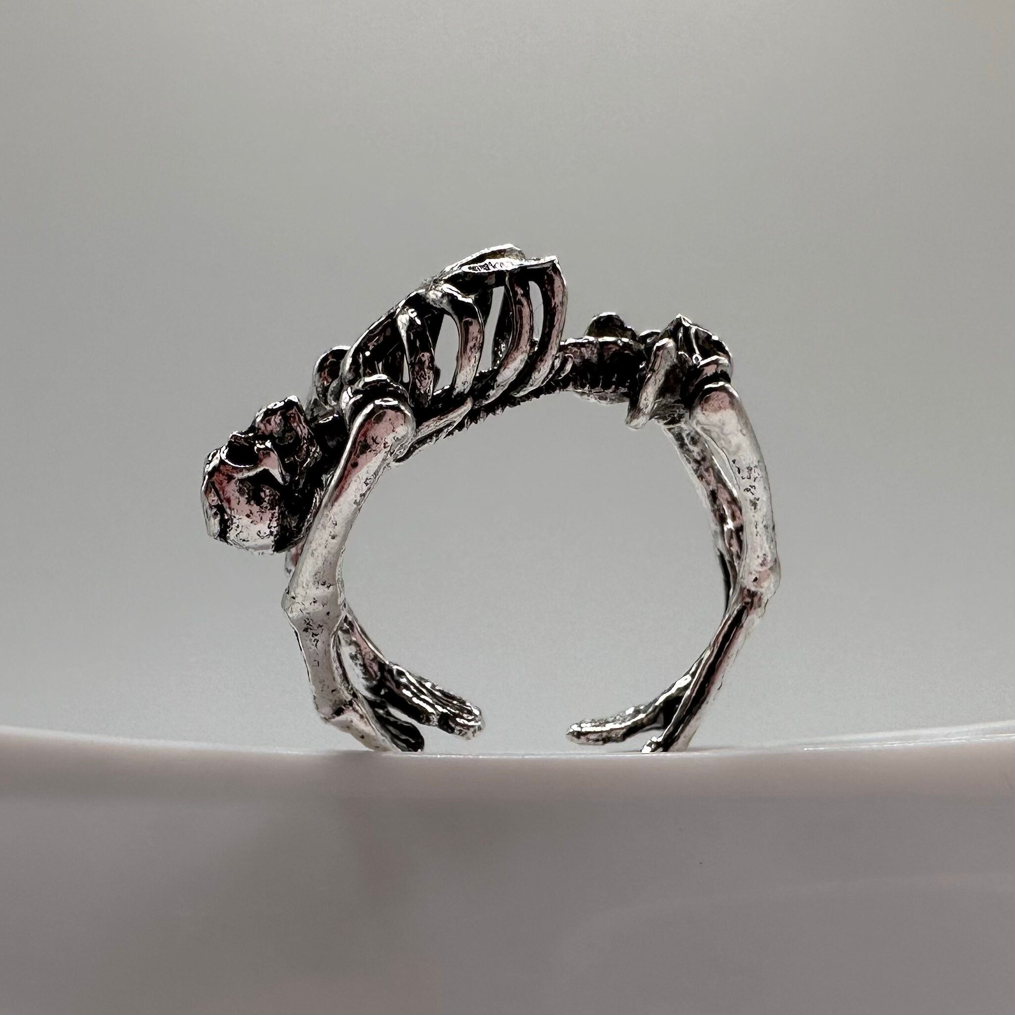 Gothic Skull Ring, Silver Skull Ring, Adjustable Skull Ring, Ring for ...