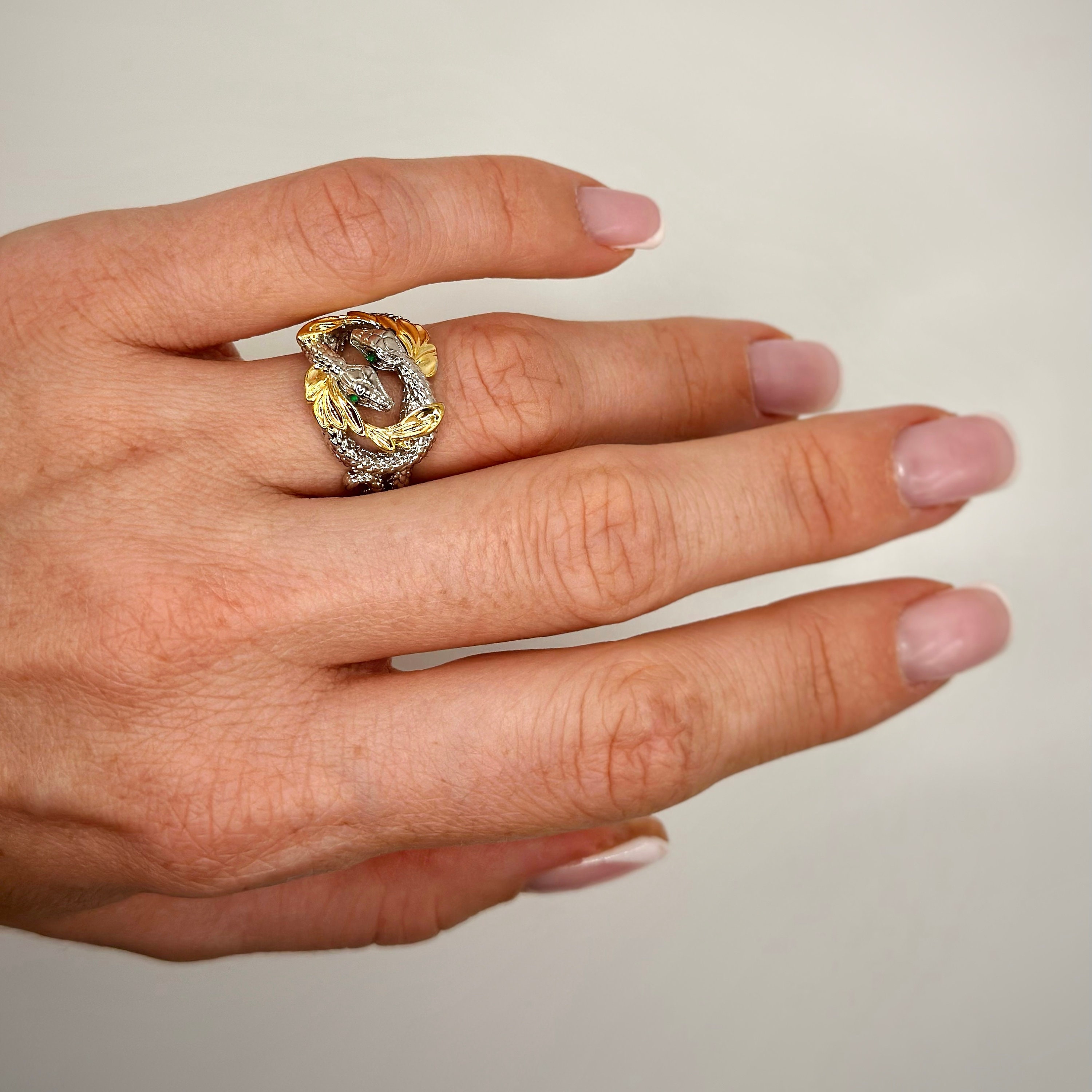 Vintage Two Snakes Ring, Snake Ring, Dainty Snake Ring, Handmade Ring ...