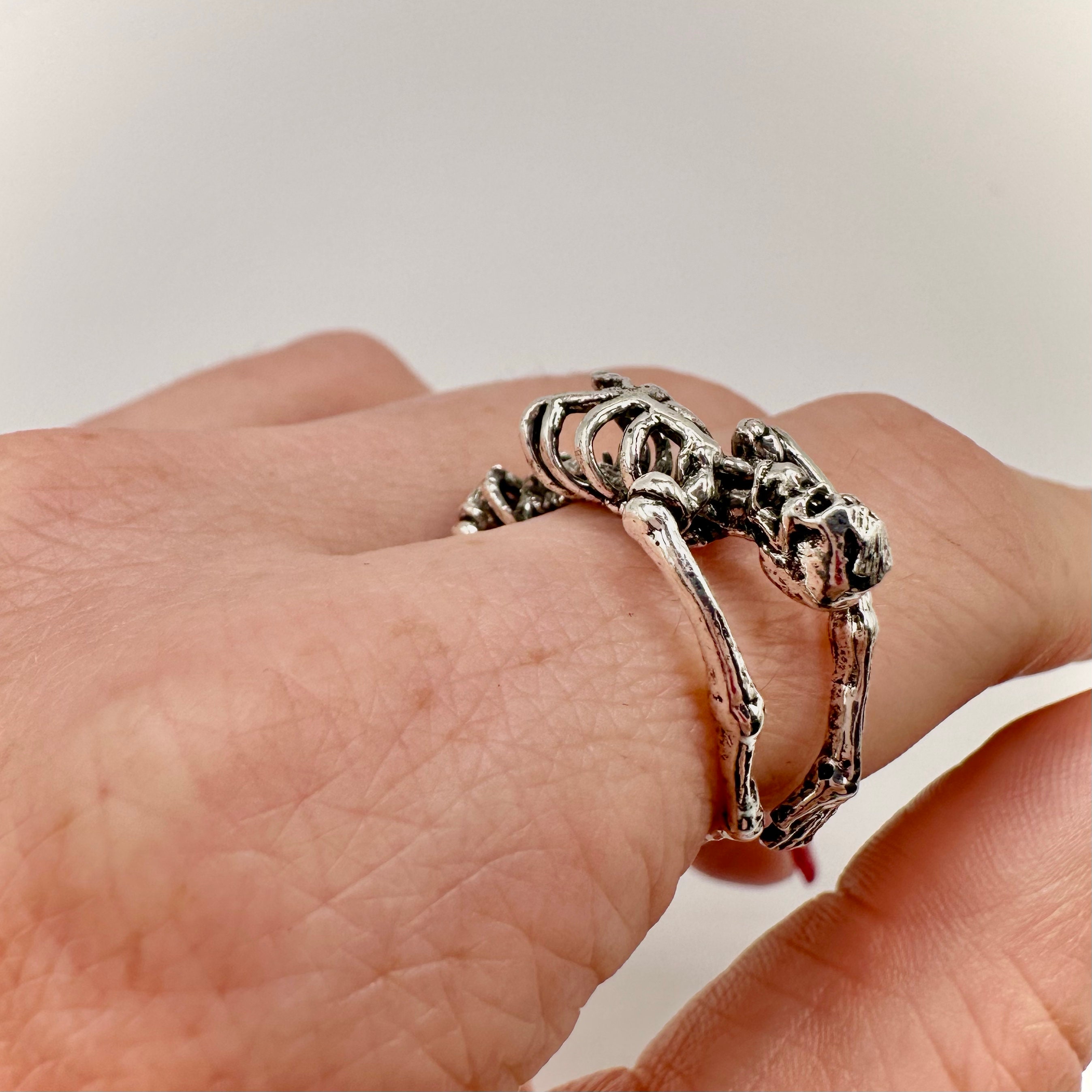 Gothic Skull Ring, Silver Skull Ring, Adjustable Skull Ring, Ring for ...