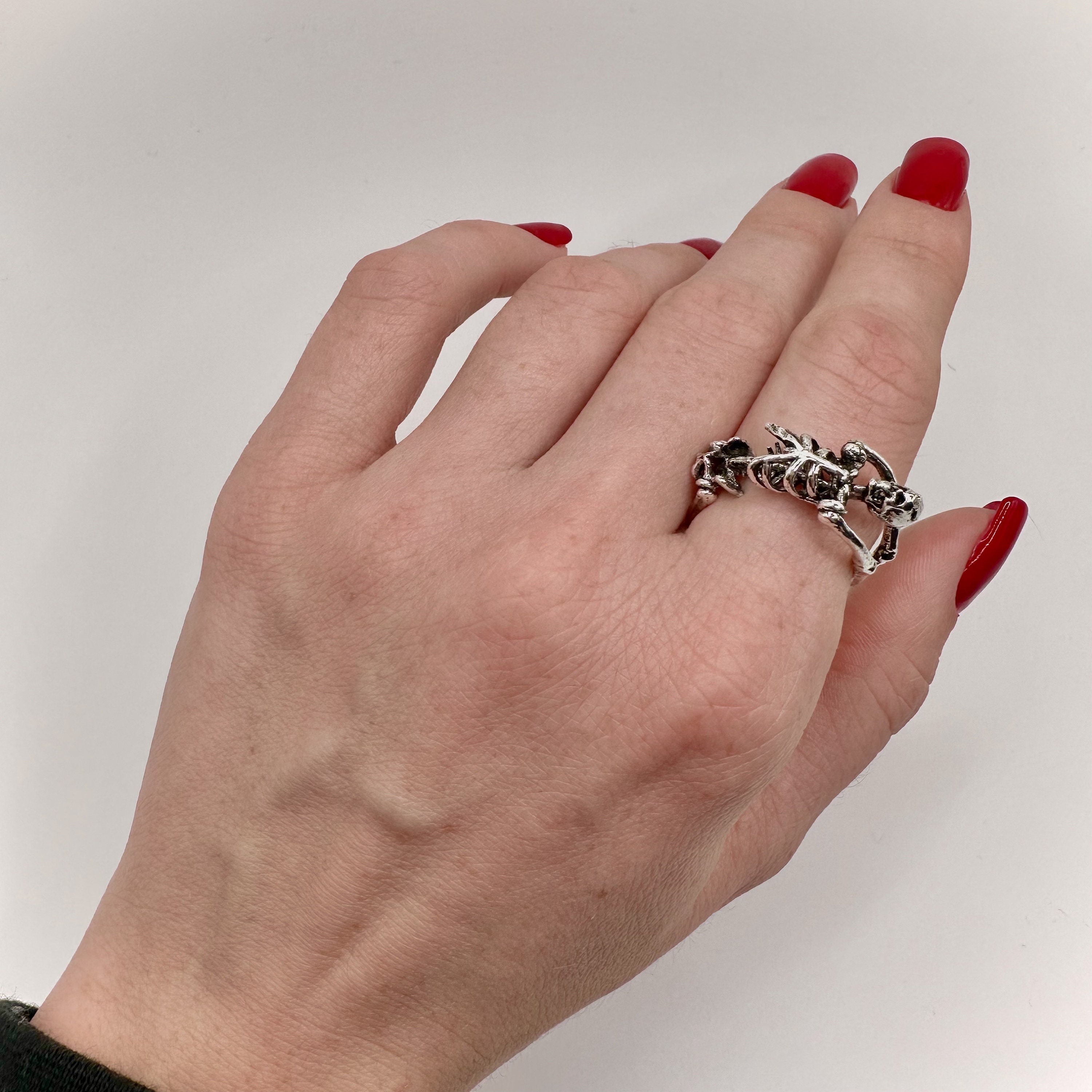 Gothic Skull Ring, Silver Skull Ring, Adjustable Skull Ring, Ring for ...