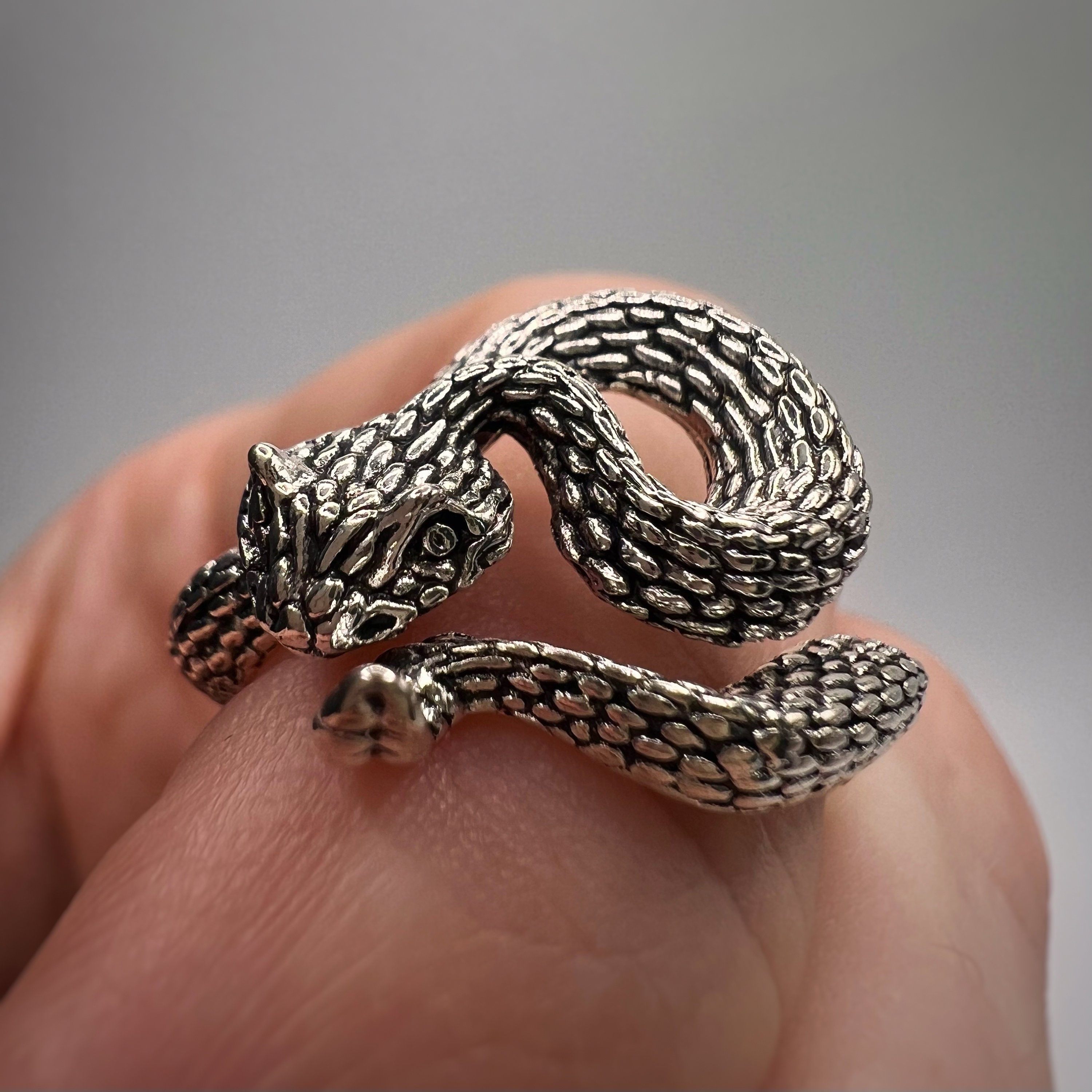 Rattlesnake Ring, Adjustable Snake Ring, Vintage Silver Plated Snake ...