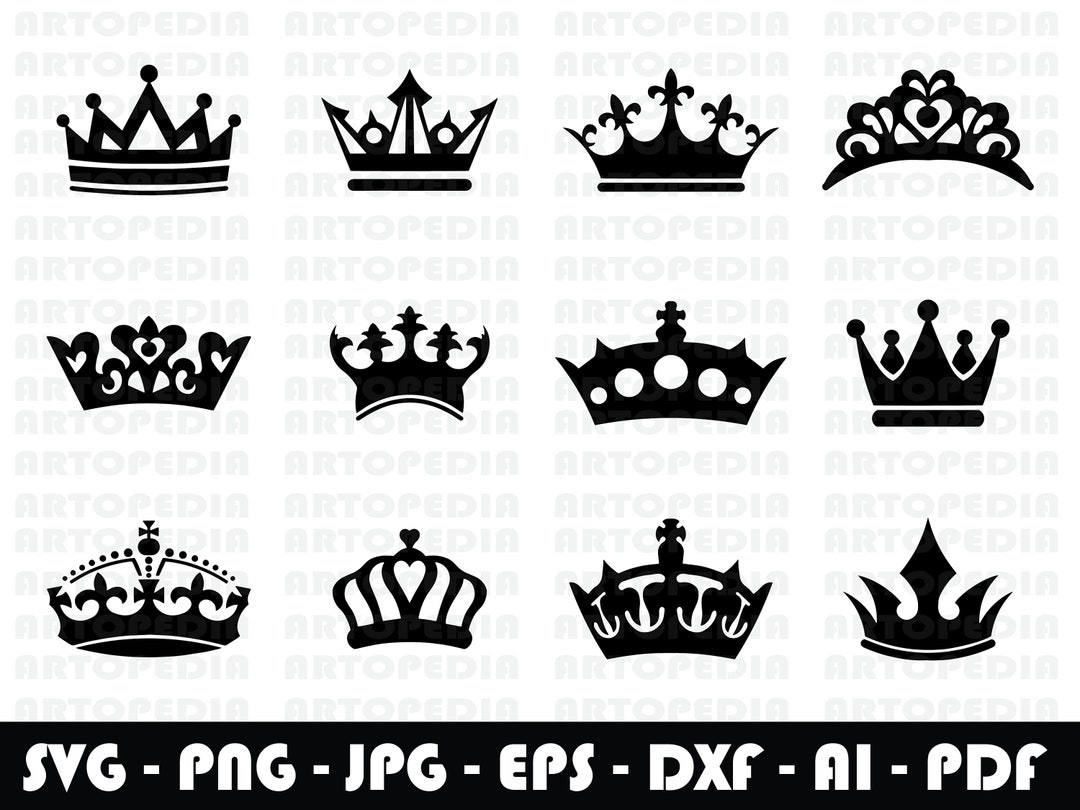 Crown Svg Cutting File, Crown Clipart, Crown Silhouette, Princess Crown ...