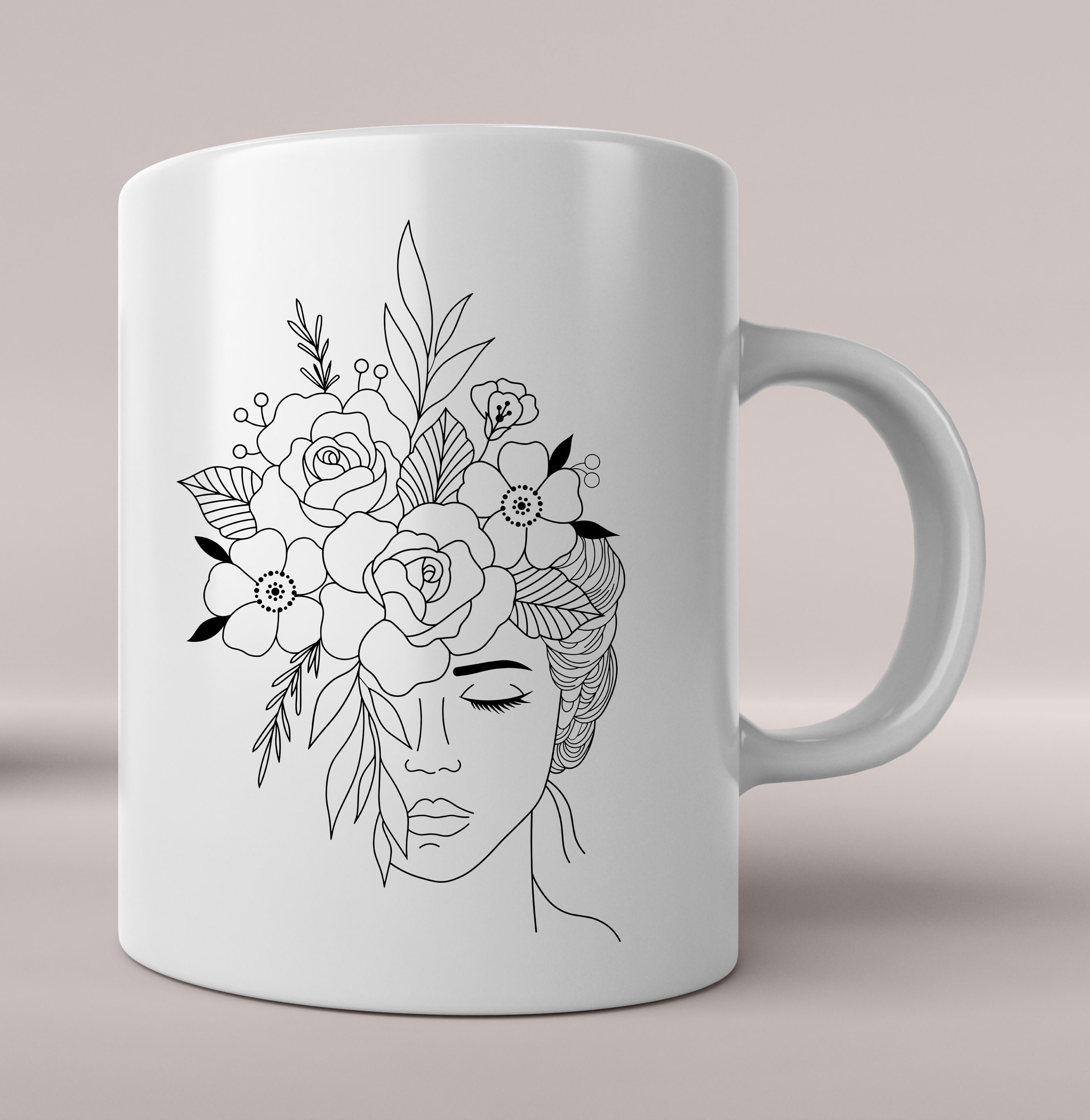 Floral Woman Line Art Svg Png Eps Dxf Minimalist Woman Svg - Etsy