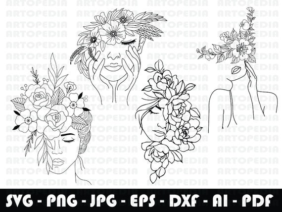 Floral Woman SVG Bundle Woman With Flowers SVG Trending SVG - Etsy