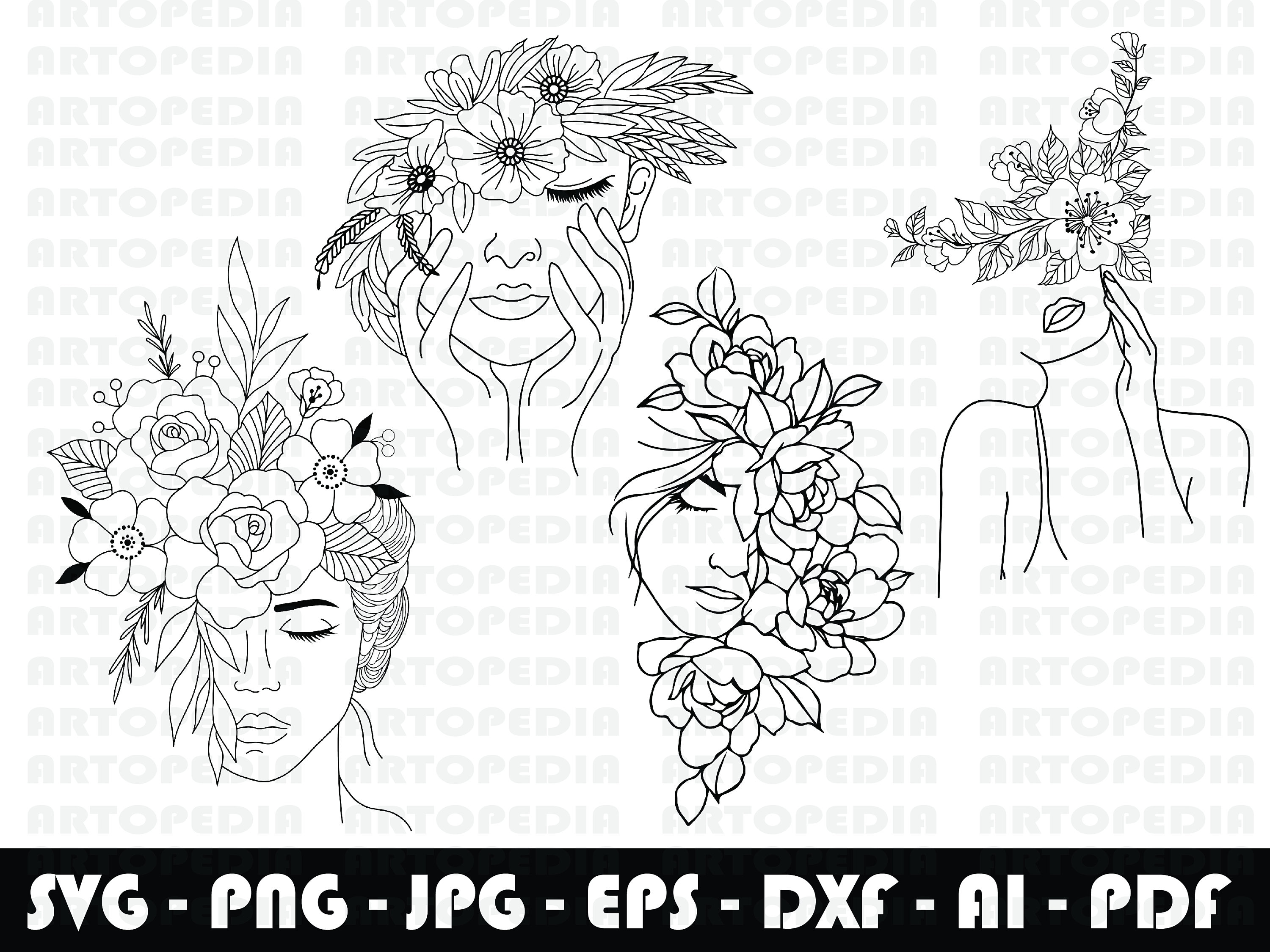 Floral Woman SVG Bundle Woman With Flowers SVG Trending SVG - Etsy