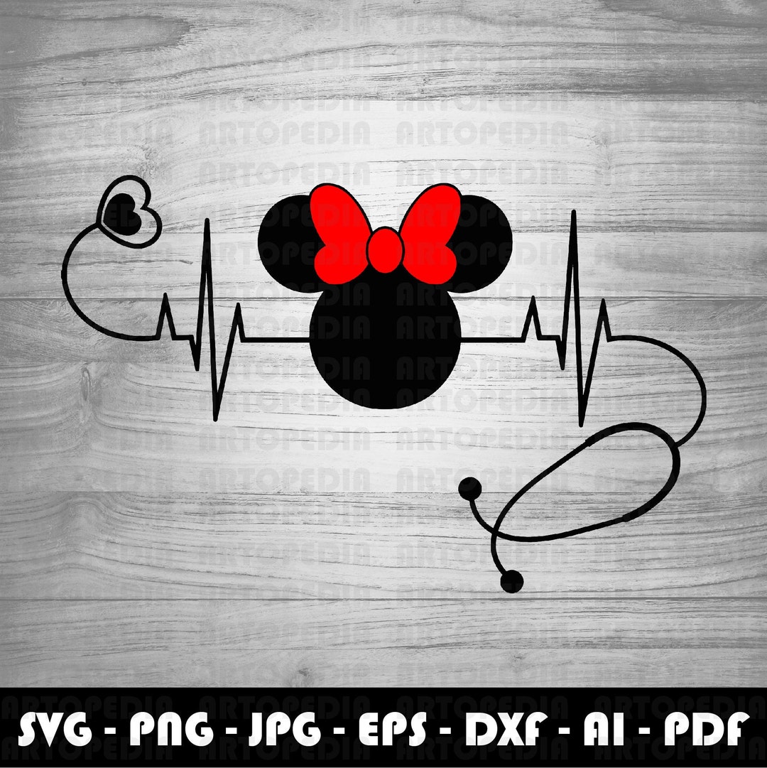 Mickey Mouse, Mickey Mouse Love Line SVG, Love Line Svg, Stethoscope ...