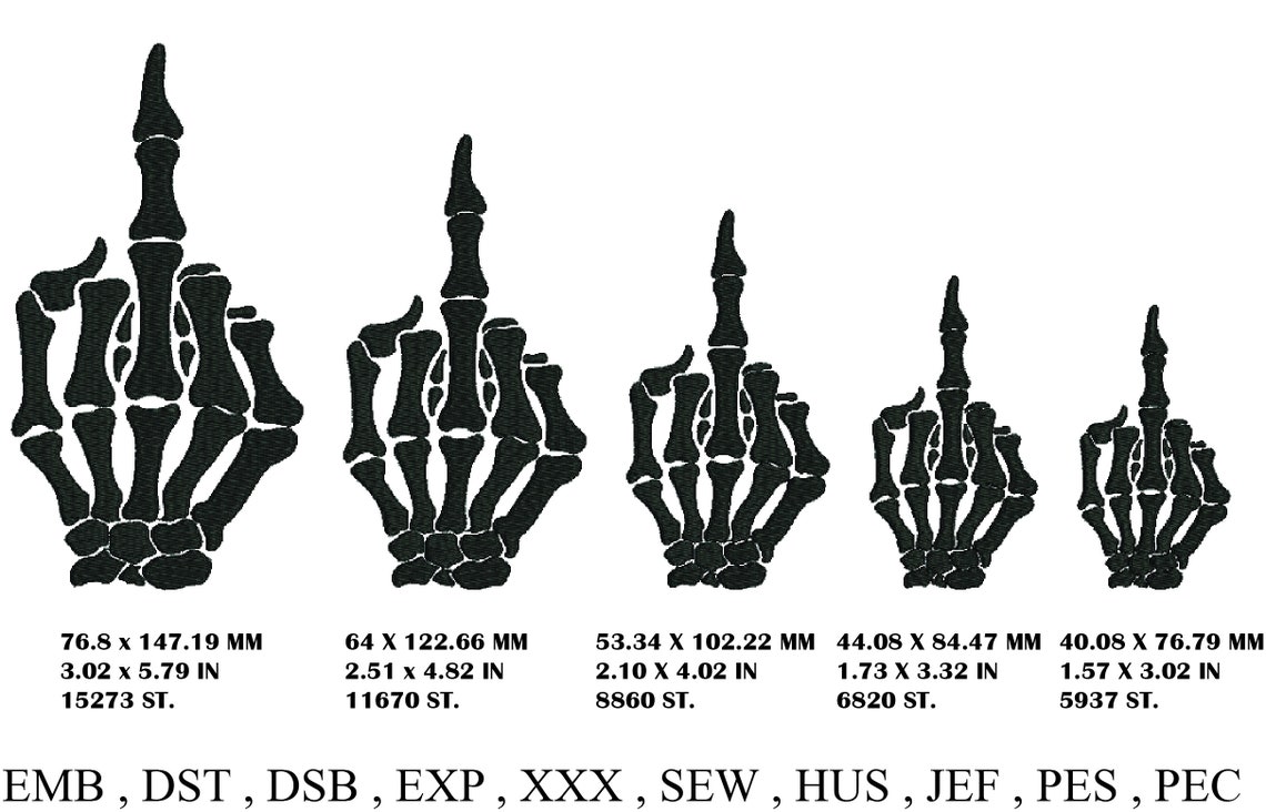 Skelett Mittelfinger Embroidery Design Skelett Finger - Etsy Schweiz