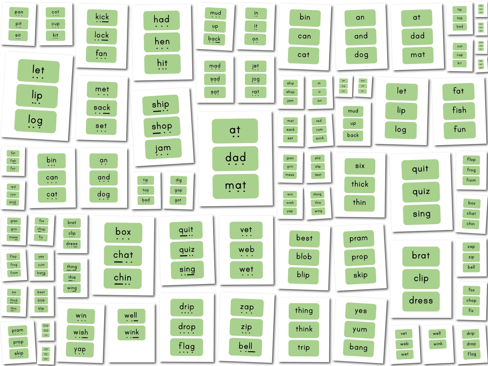 RWI Set 1 Green Word Flashcards - Phonics Decoding Practice: Sounds for ...