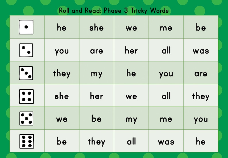 Roll the Dice and Read: Fun Tricky Word Games - Phase 2 to 5 - Etsy