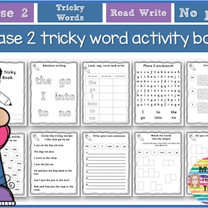 Reception Year 1 Kindergarten - Phase 2 Tricky Word Activity Book - Etsy