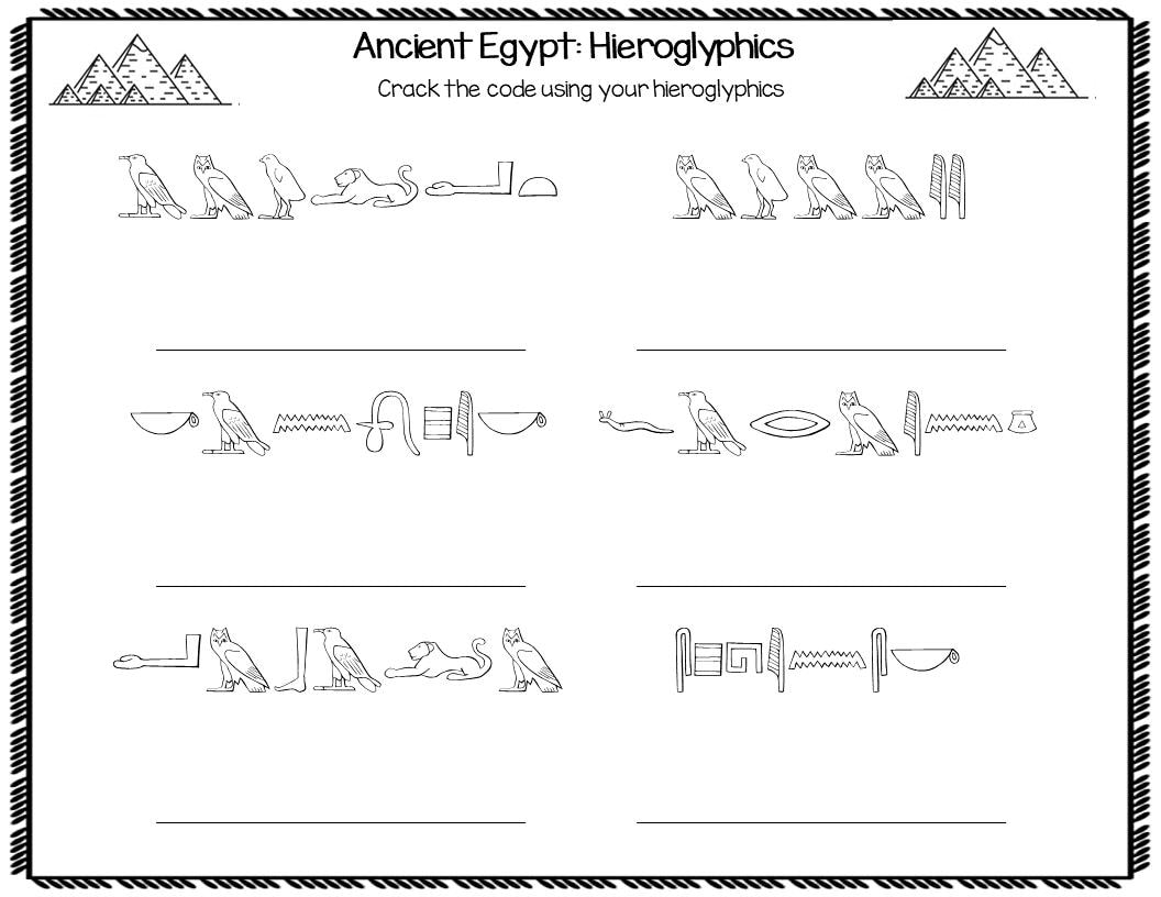 Ancient Egypt Hieroglyphics Activities – Worksheets, Answer Key ...