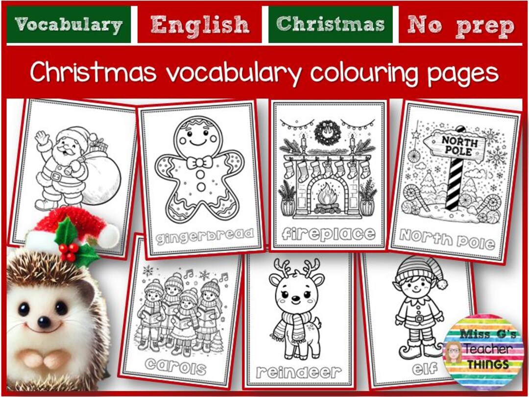 42 Cute Christmas Colouring Vocabulary Pages for All Ages ESL - Etsy