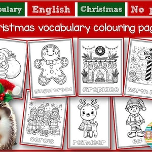 Christmas Vocabulary Coloring Pages: ESL Printable (PDF) - Etsy