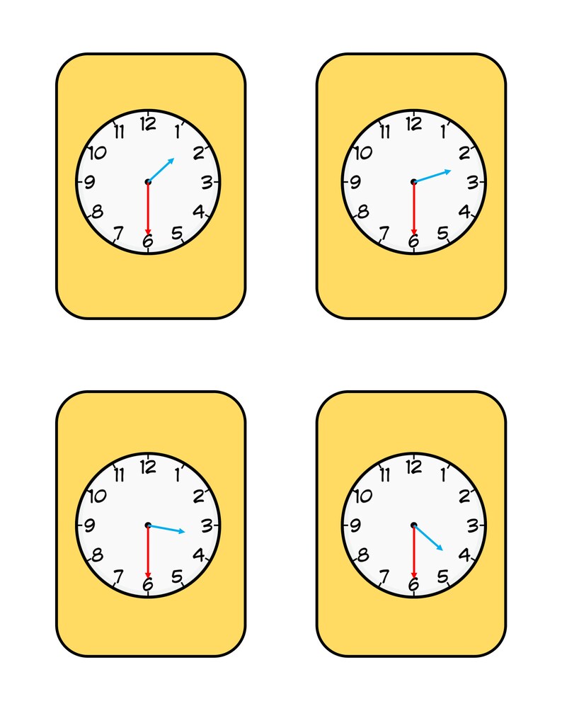 Time Flashcards: O'clock Half Past Quarter Past and to - Words Analogue ...