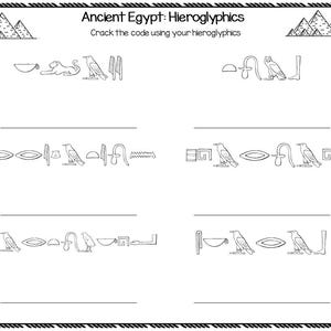 Ancient Egypt Hieroglyphics Activities – Worksheets, Answer Key ...