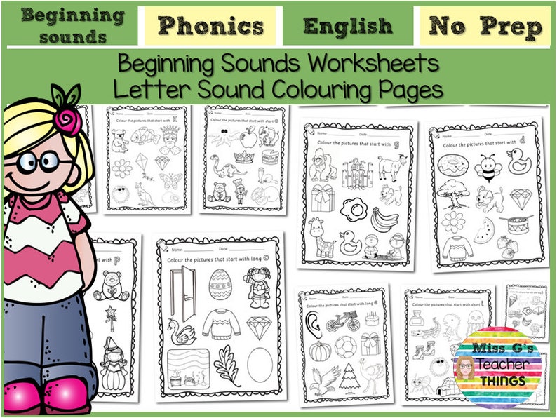 Beginning Sounds Book With 35 Worksheets - Colouring Pages RWI Set 1 ...