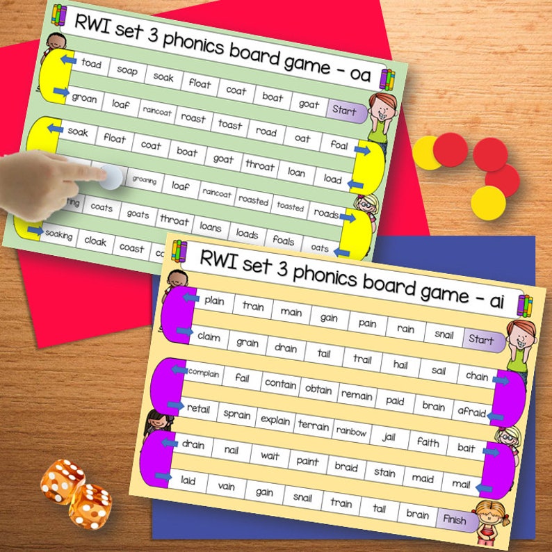 RWI - Read Write Inc Phonics Practice Board Games for Children - Set 3 ...