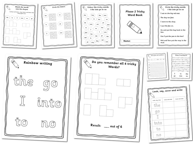 Reception Year 1 Kindergarten - Phase 2 Tricky Word Activity Book - Etsy