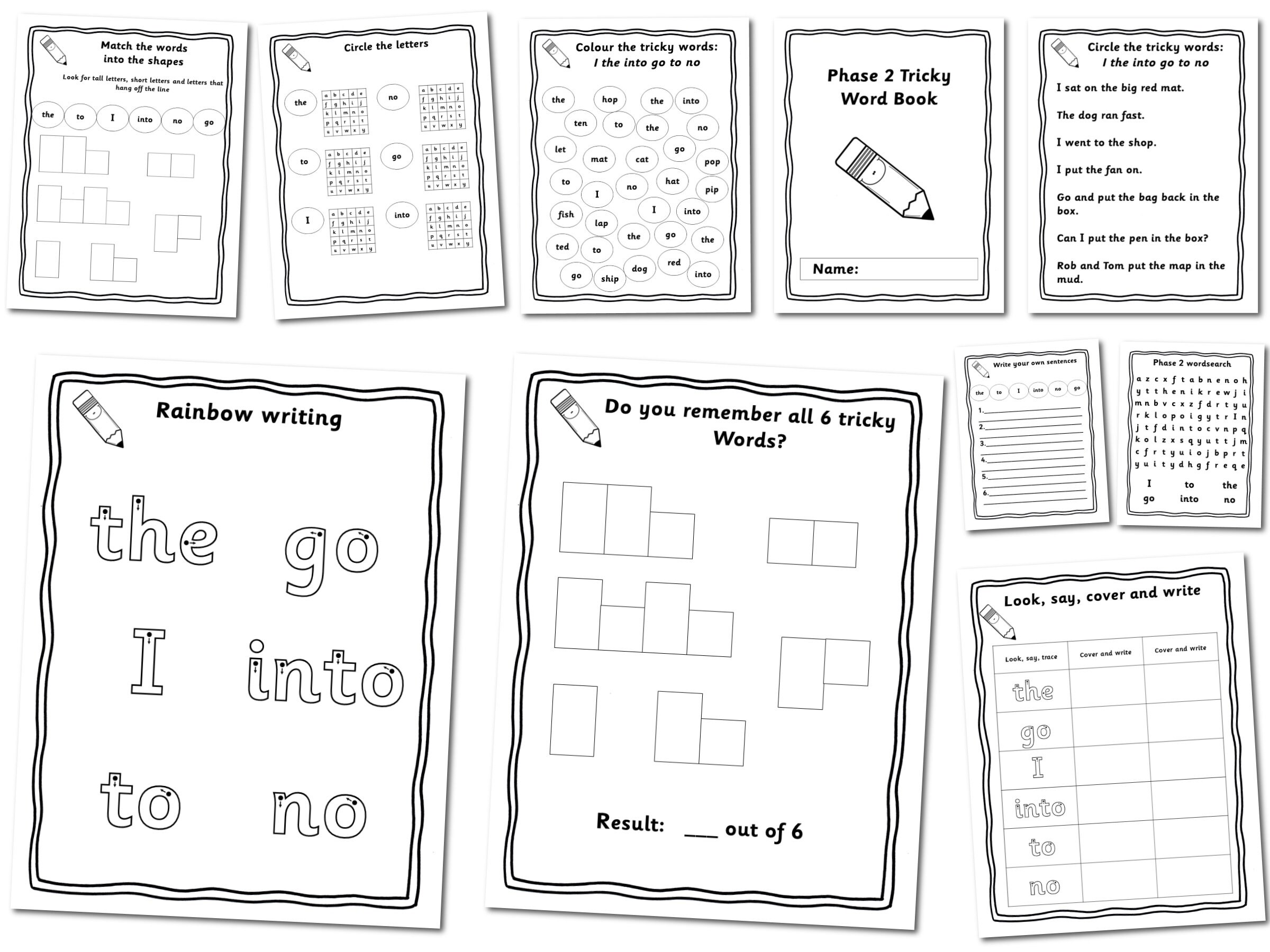 Reception Year 1 Kindergarten - Phase 2 Tricky Word Activity Book - Etsy