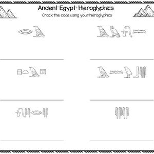 Ancient Egypt Hieroglyphics Activities – Worksheets, Answer Key ...