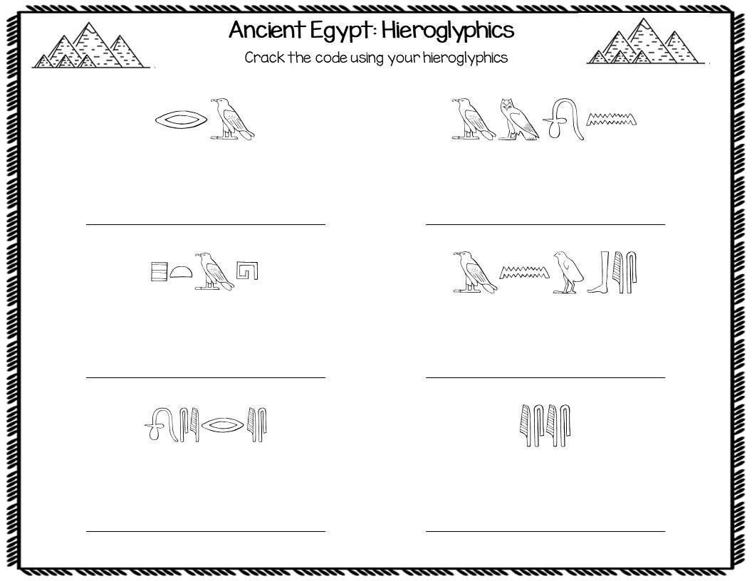 Ancient Egypt Hieroglyphics Activities – Worksheets, Answer Key ...