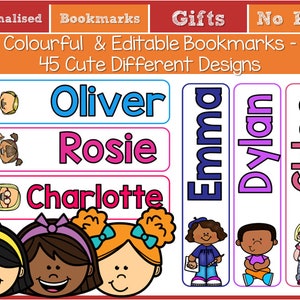 Editable Cute Student Name Bookmarks - Christmas or Back to School Gift ...