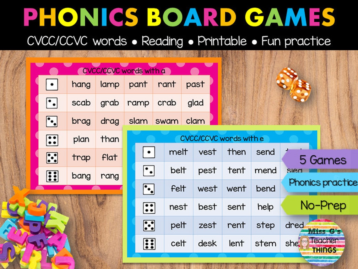 Roll the Dice CVCC CCVC Word Game Boards - Etsy