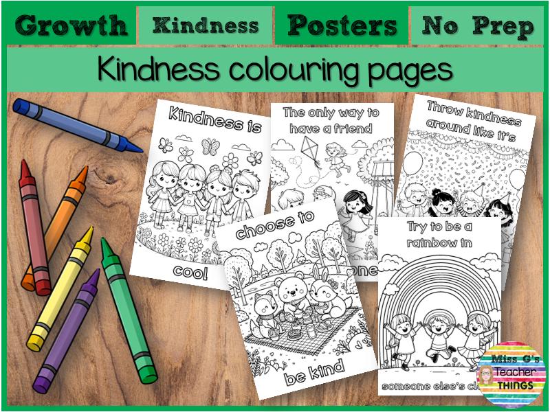 Growth Mindset Kindness Coloring Pages - Inspirational Classroom Decor ...