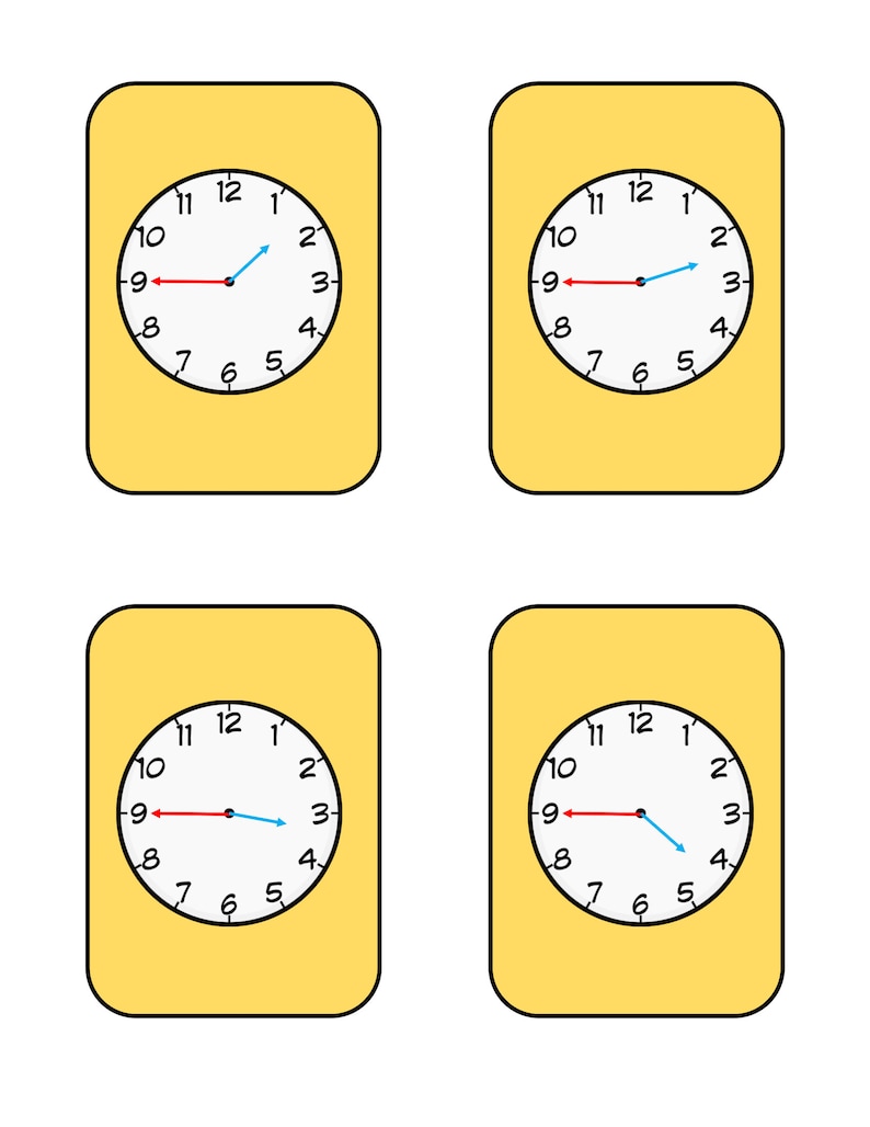 Time Flashcards: O'clock Half Past Quarter Past and to - Words Analogue ...