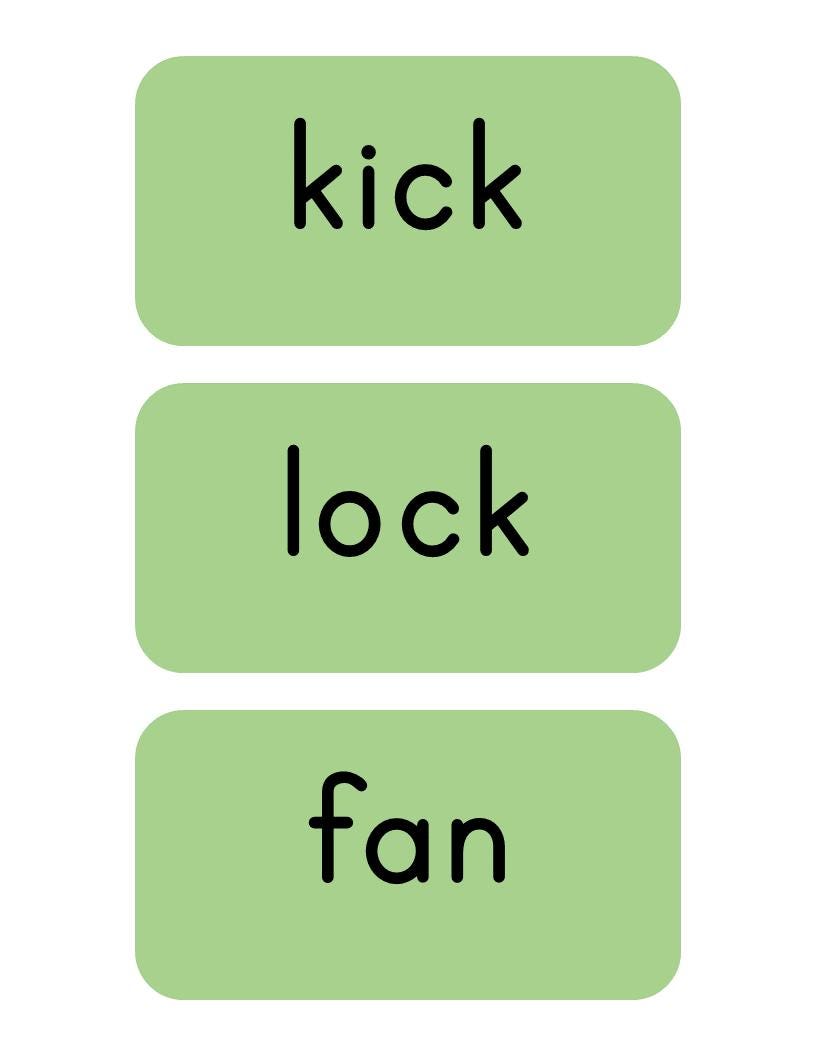 RWI Set 1 Green Word Flashcards - Phonics Decoding Practice: Sounds for ...