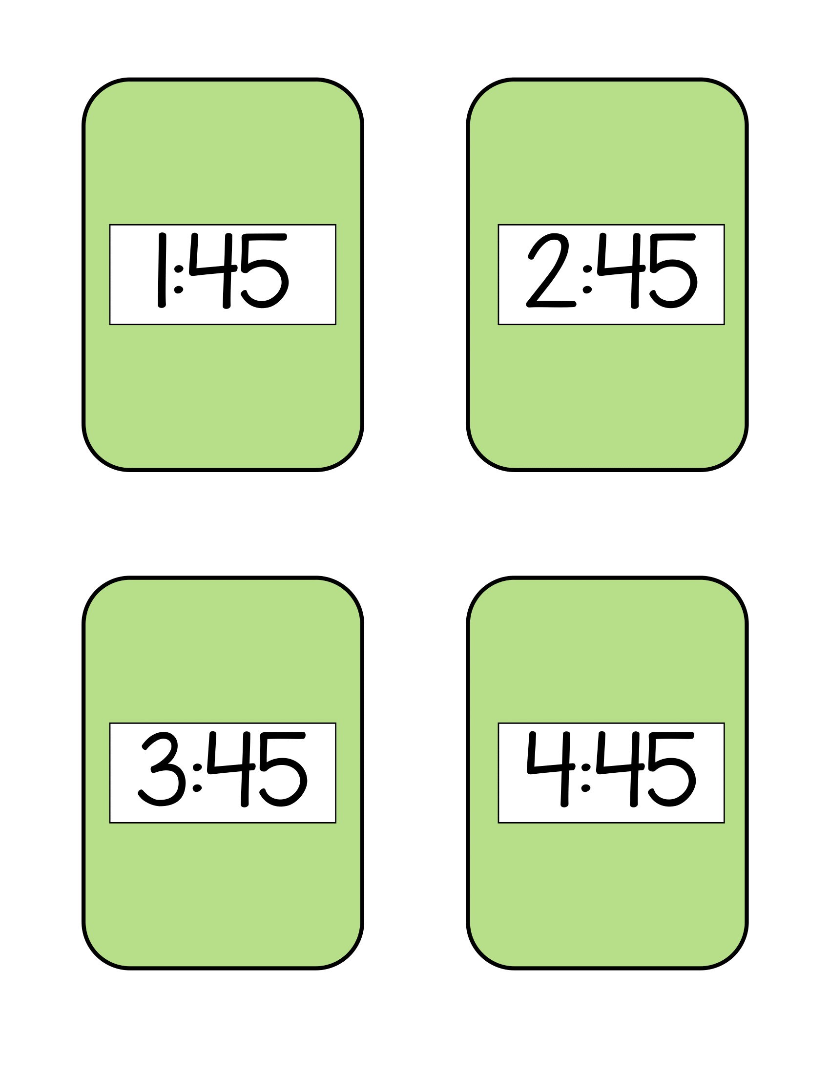 Time Flashcards: O'clock Half Past Quarter Past and to Words Analogue ...