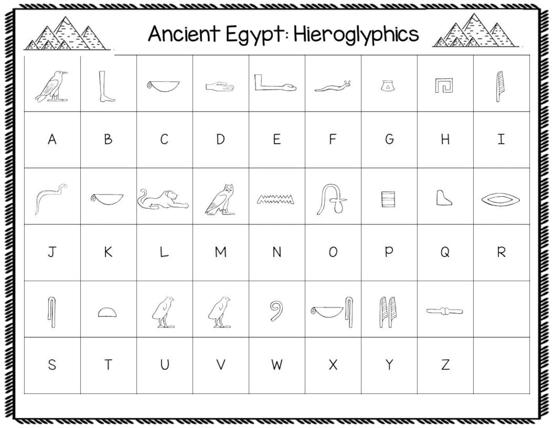 Ancient Egypt Hieroglyphics Activities – Worksheets, Answer Key ...