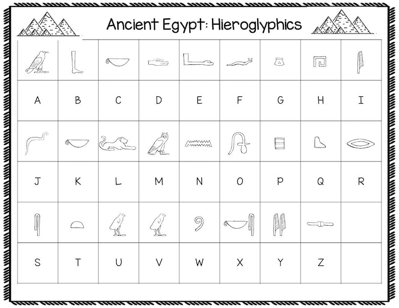 Ancient Egypt Hieroglyphics Activities – Worksheets, Answer Key ...