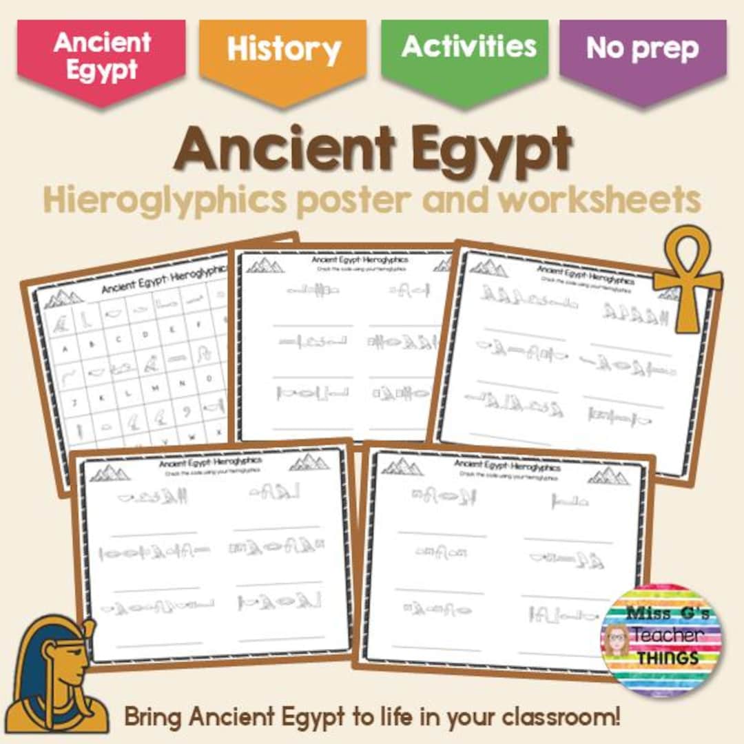 Ancient Egypt Hieroglyphics Activities – Worksheets, Answer Key ...