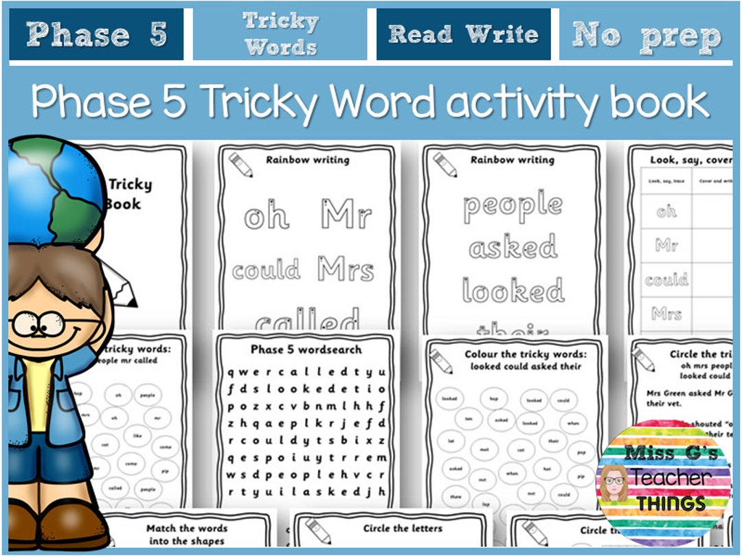 Year 1 / Kindergarten / Reception - Phase 5 Tricky Word Activity Book ...