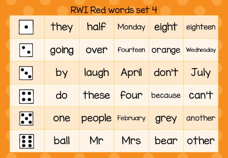 Roll and Read - Read Write Inc - RWI Red Word Colourful Board Games for ...
