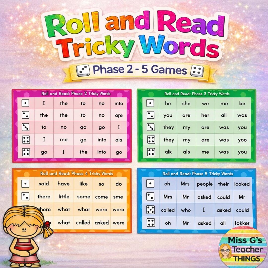 Roll the Dice and Read: Fun Tricky Word Games - Phase 2 to 5 - Etsy