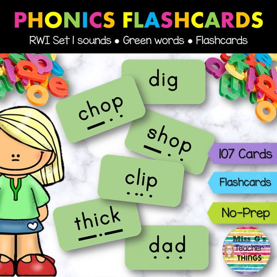 RWI Set 1 Green Word Flashcards Phonics Decoding Practice: | Etsy UK