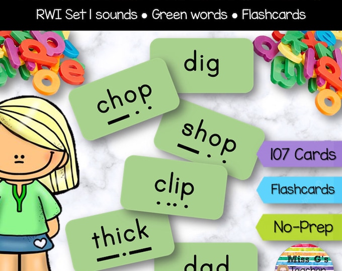 RWI Set 1 Green Word Flashcards Phonics Decoding Practice: Sounds for ...