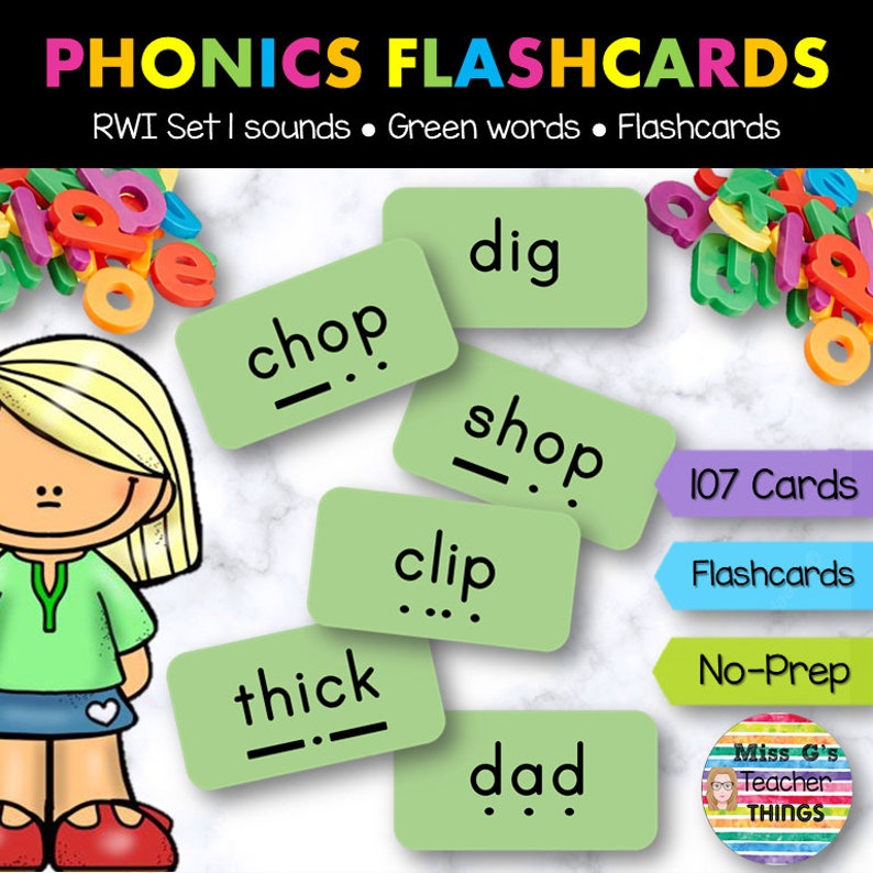 RWI Set 1 Green Word Flashcards Phonics Decoding Practice: - Etsy Australia