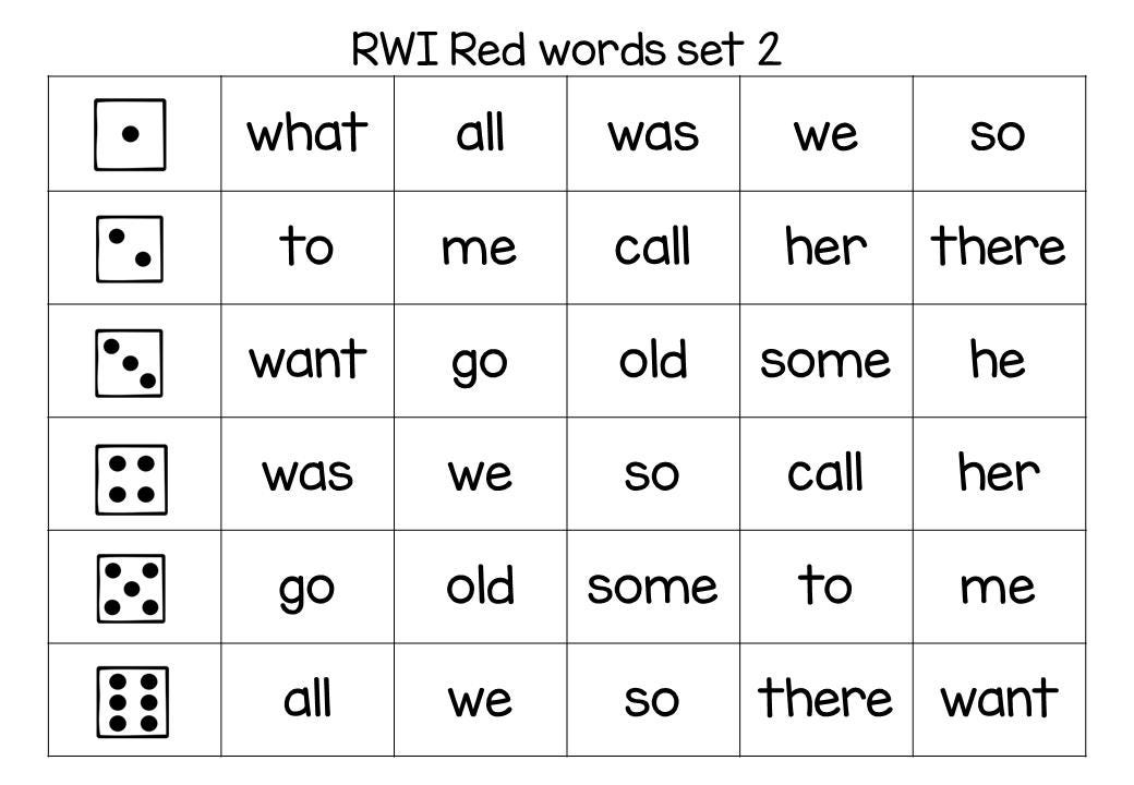 Read Write Inc (RWI) Red Words Roll and Read Phonics Games (PDF ...