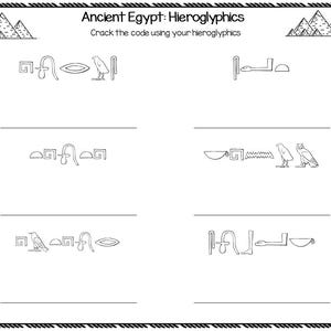Ancient Egypt Hieroglyphics Activities – Worksheets, Answer Key & Poster - Etsy