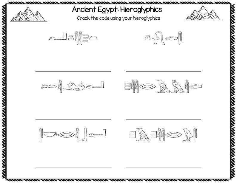 Ancient Egypt Hieroglyphics Activities – Worksheets, Answer Key ...